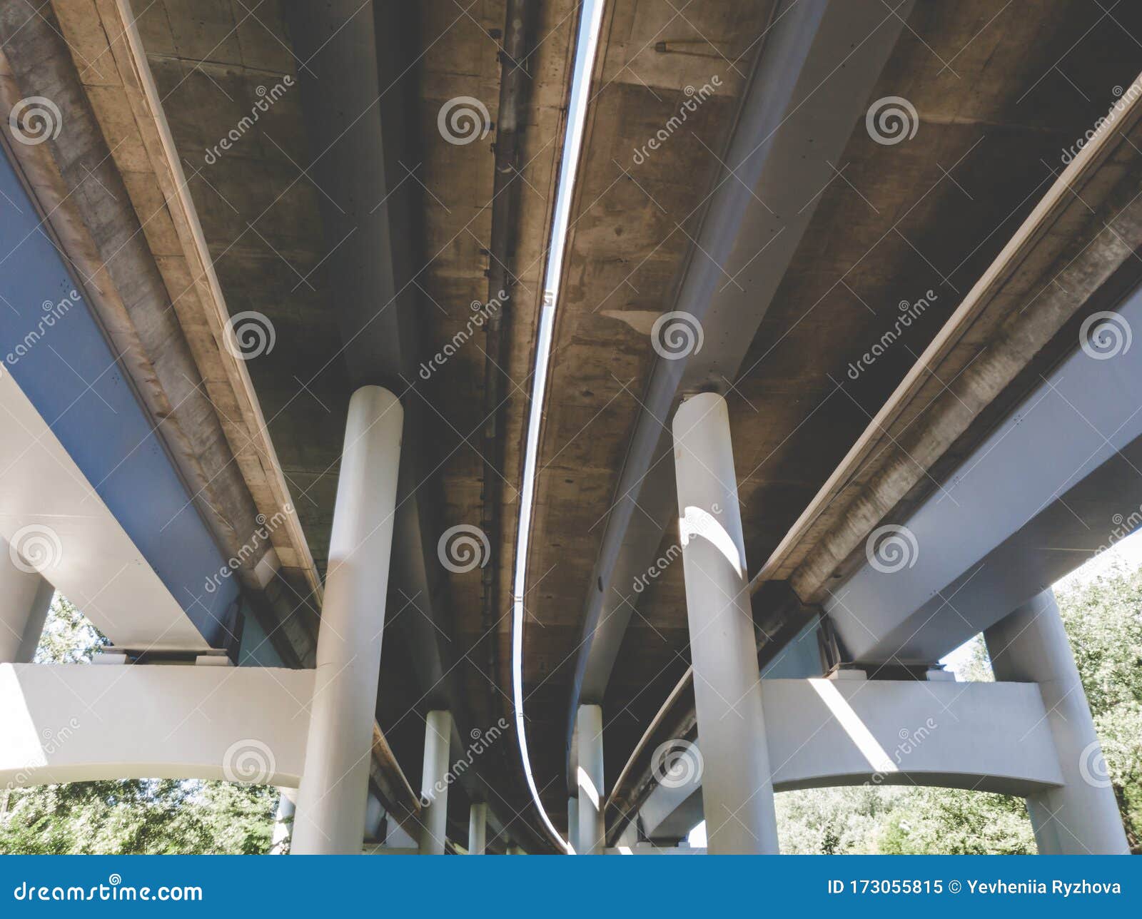 Toned Image of Curved Elevated Highway on Cocnrete Columns Stock Image ...