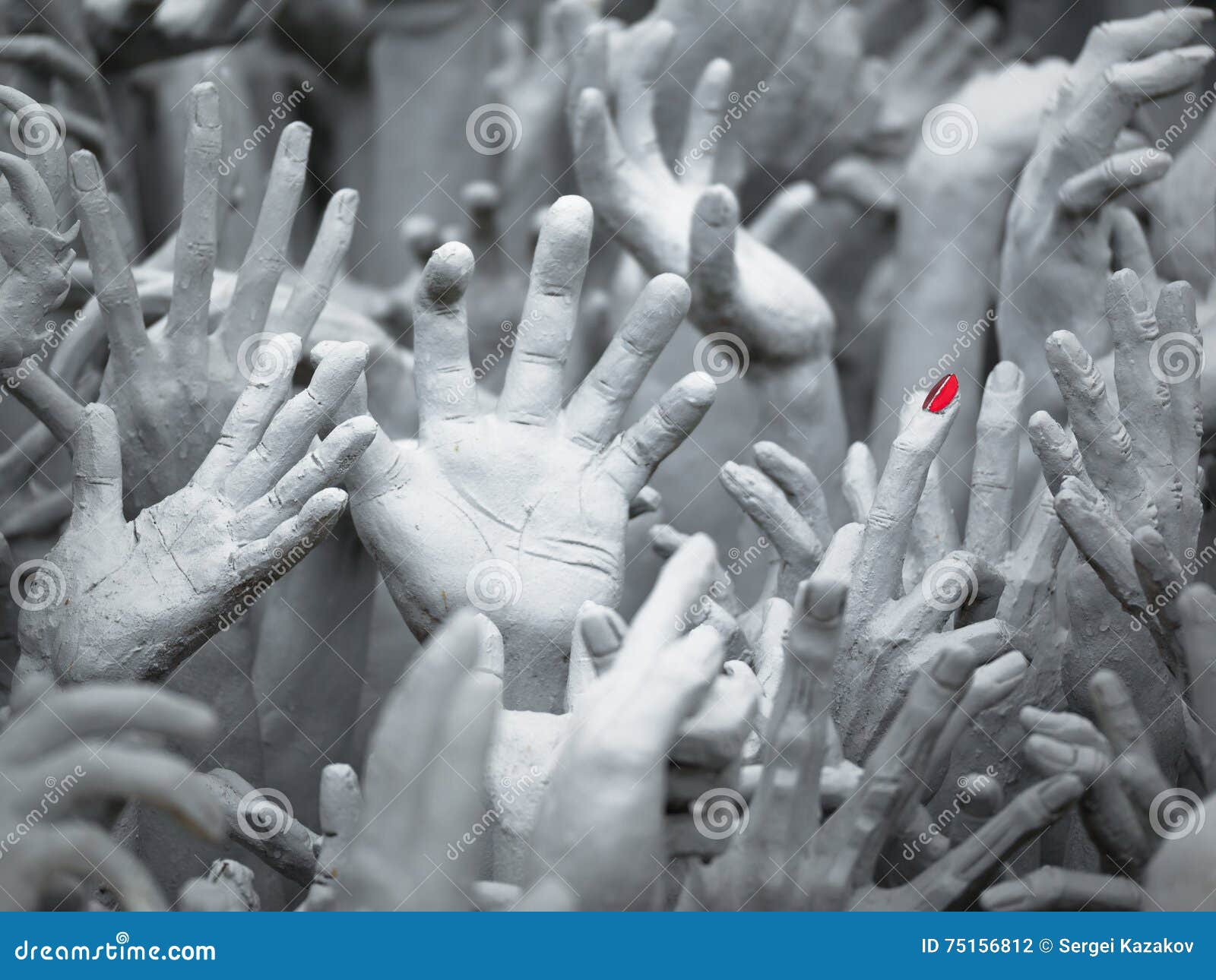 Toned Image of Devil is Hands from Hell Decorations in Rongkhun Temple ...