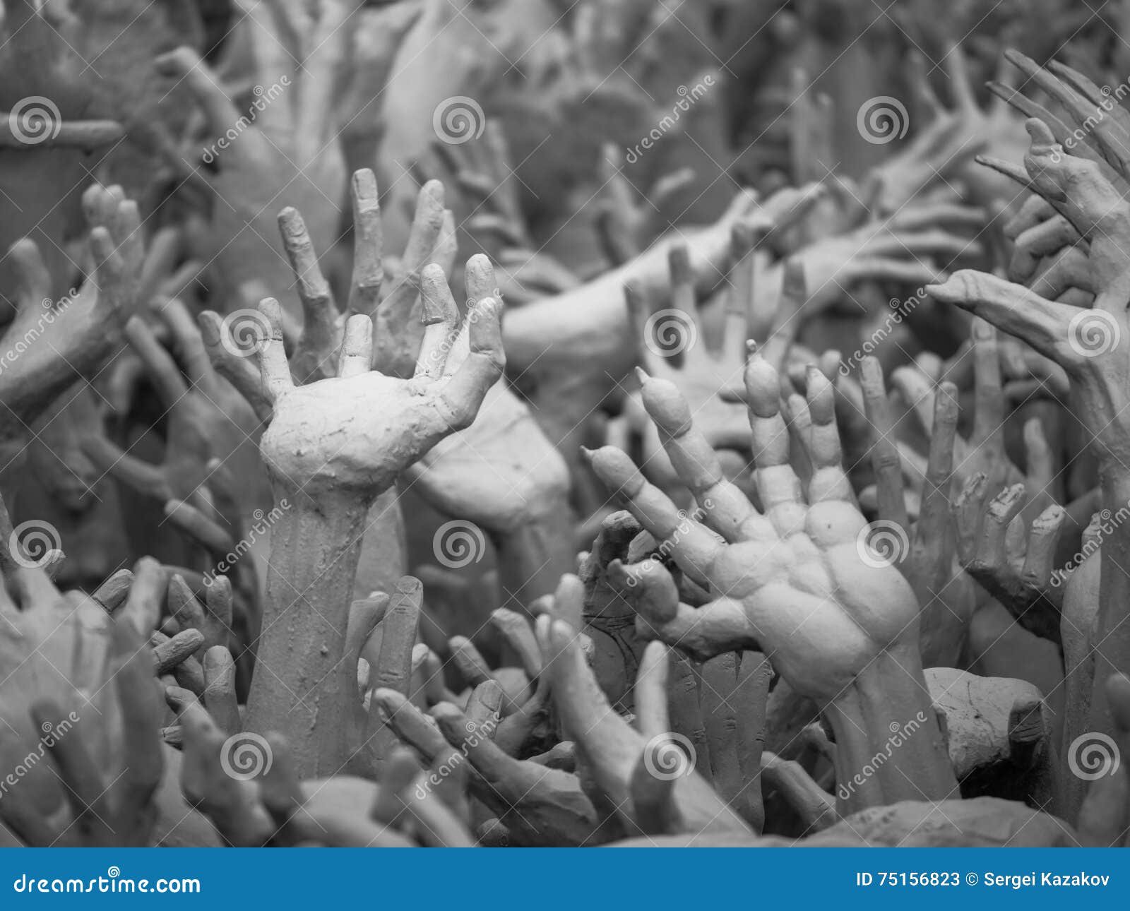 Toned Image of Devil is Hands from Hell Decorations in Rongkhun Temple ...