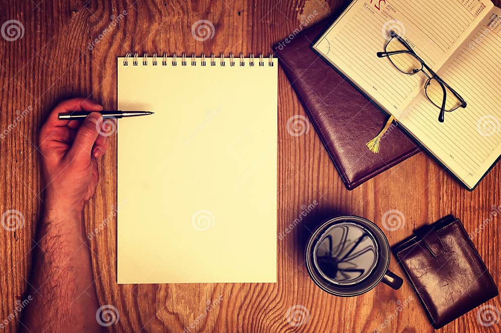 Toned Table Write Hand Top View Stock Image - Image of penpal, idea ...