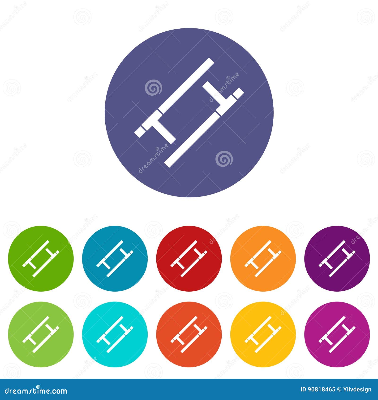 Tonfa Icons Set Flat Vector Stock Vector - Illustration of melee ...