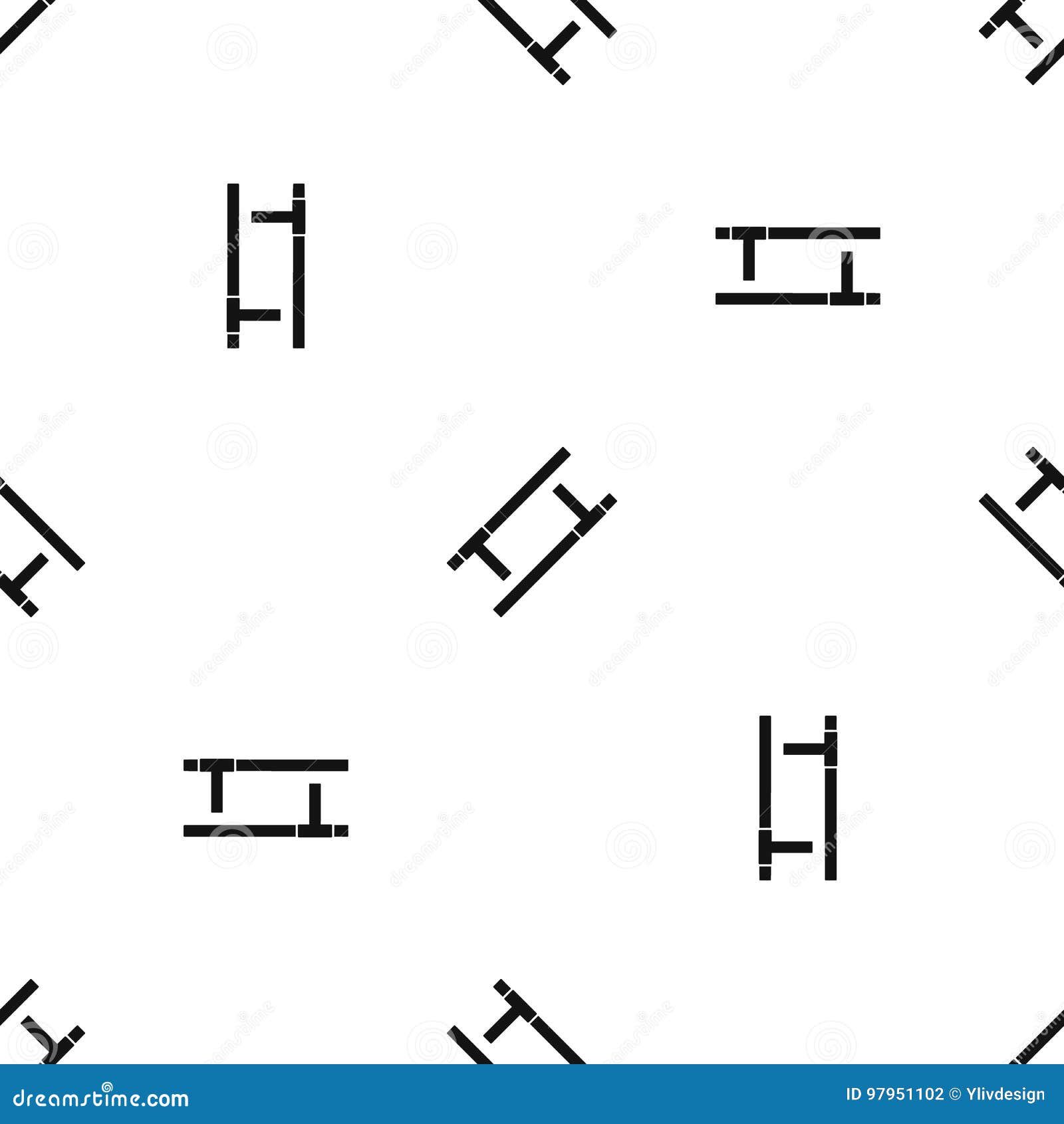 Tonfa Pattern Seamless Black Stock Vector - Illustration of model ...