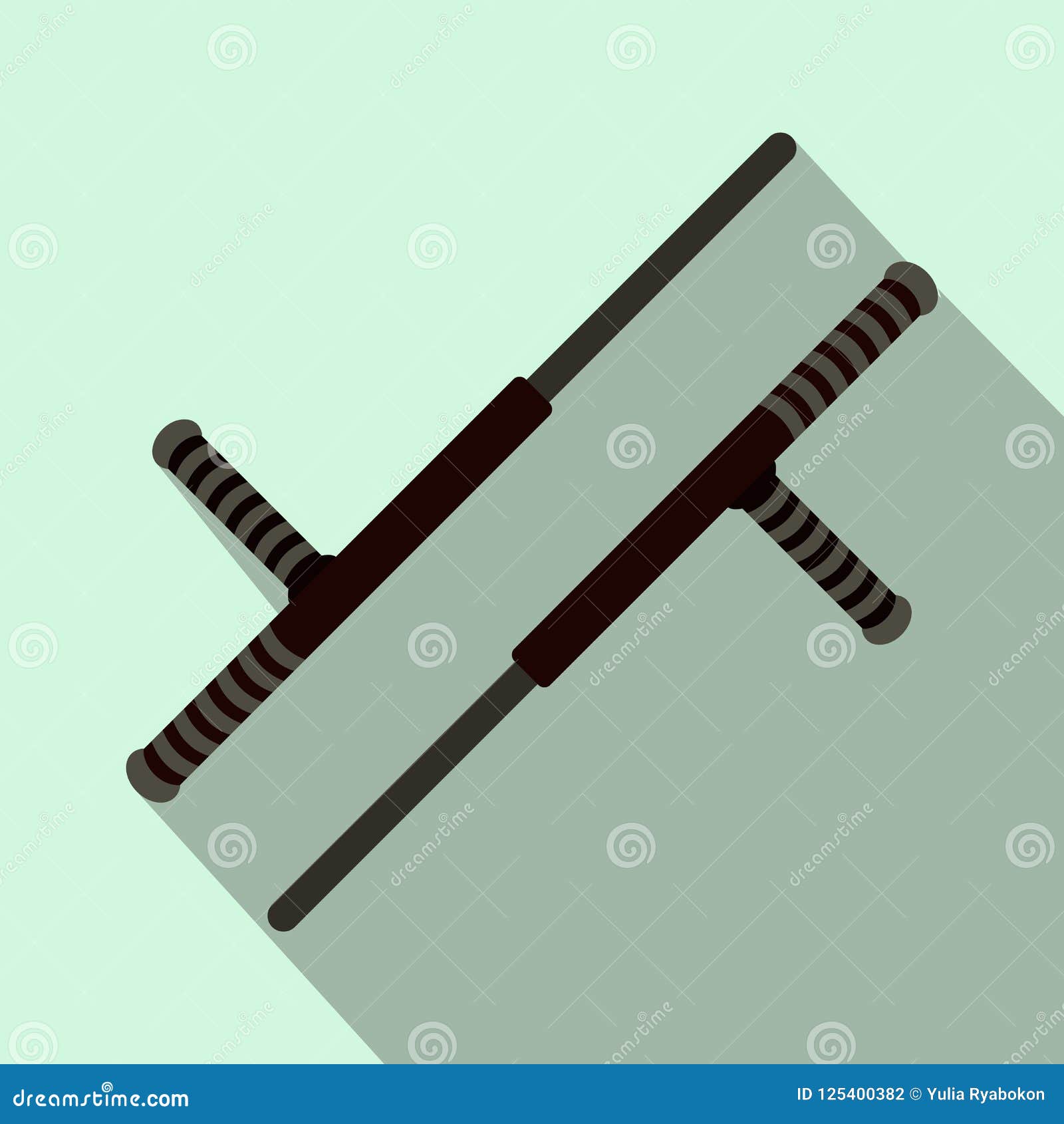 Tonfa Weapon Flat Icon Cartoon Vector | CartoonDealer.com #79592359
