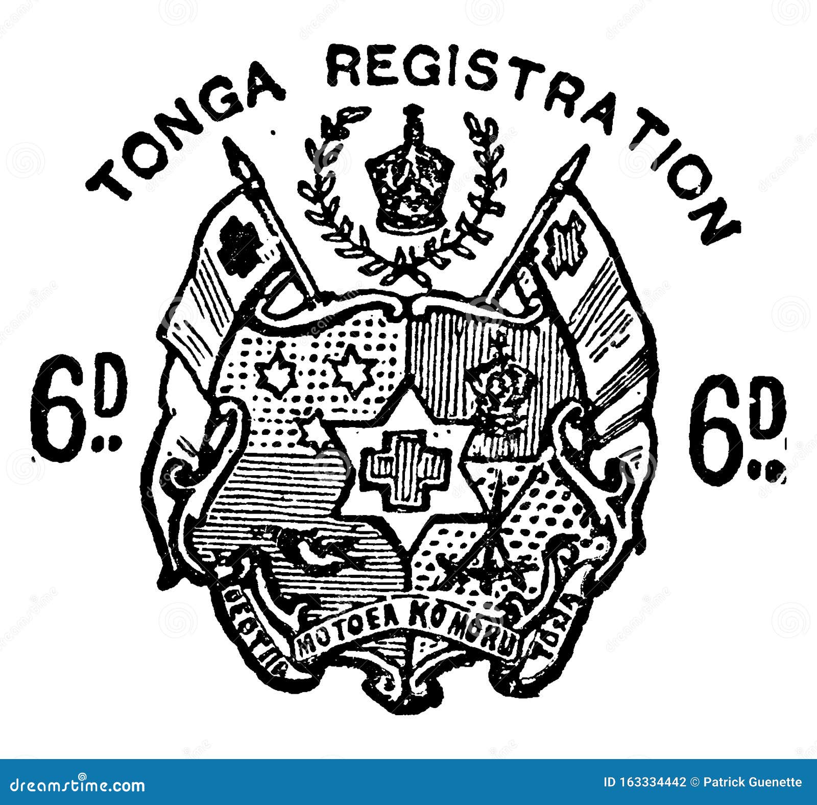 Tonga 6 D Registration Envelope in 1892, Vintage Illustration Stock ...