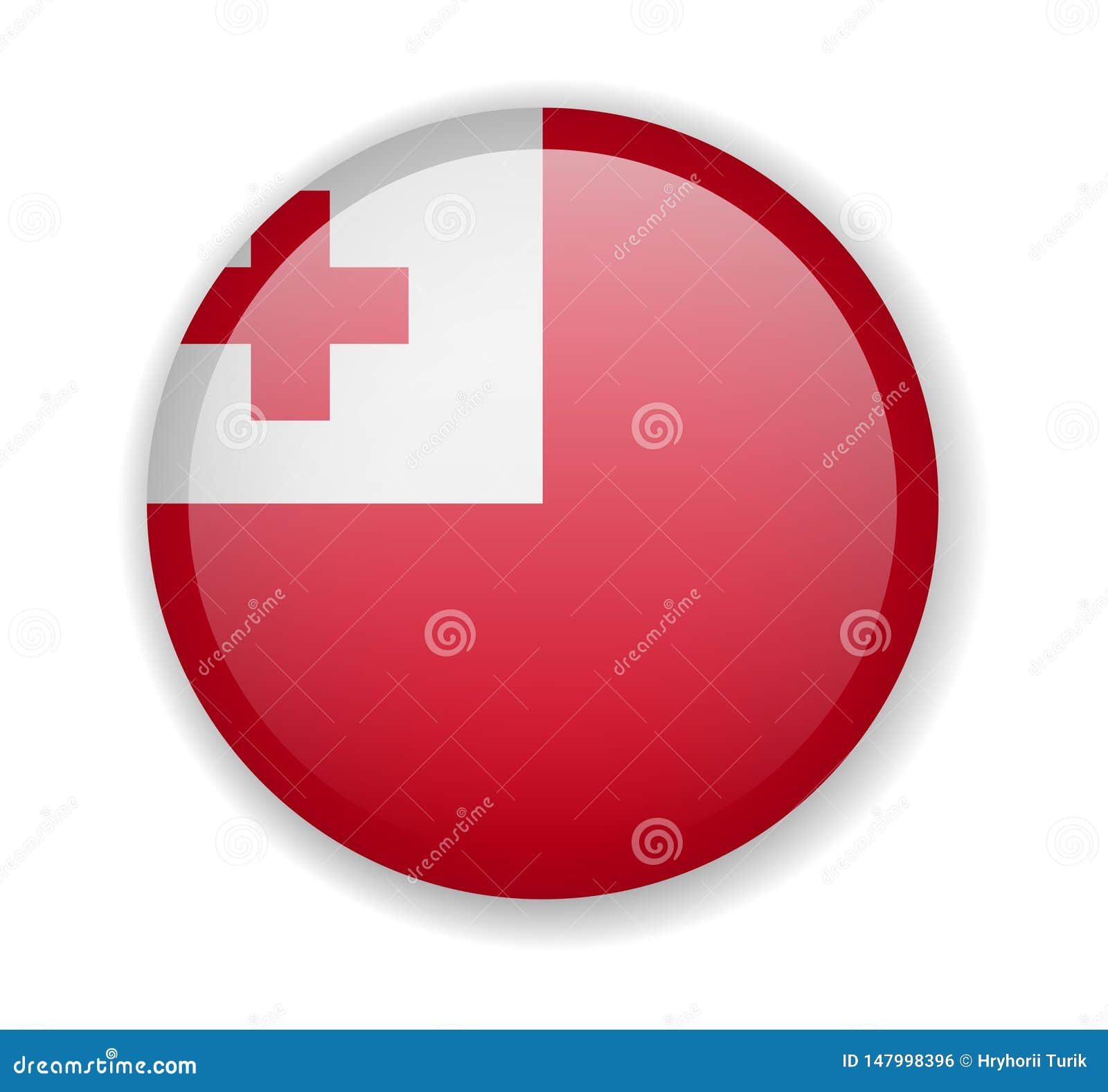 Tonga Flag Round Bright Icon on a White Background Stock Illustration ...