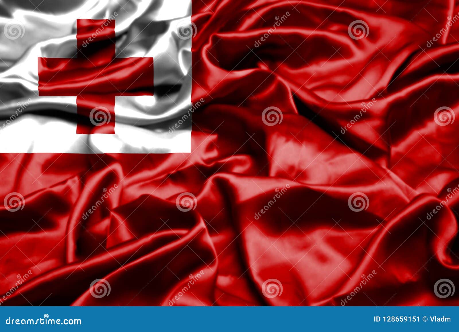 Tonga Flag Waving in the Wind. Stock Illustration - Illustration of ...