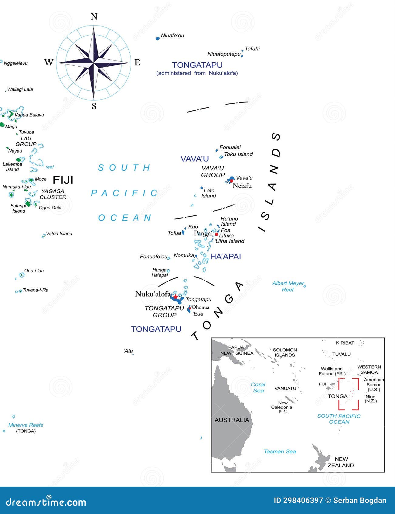 Tonga Highly Detailed Political Map Stock Illustration - Illustration ...