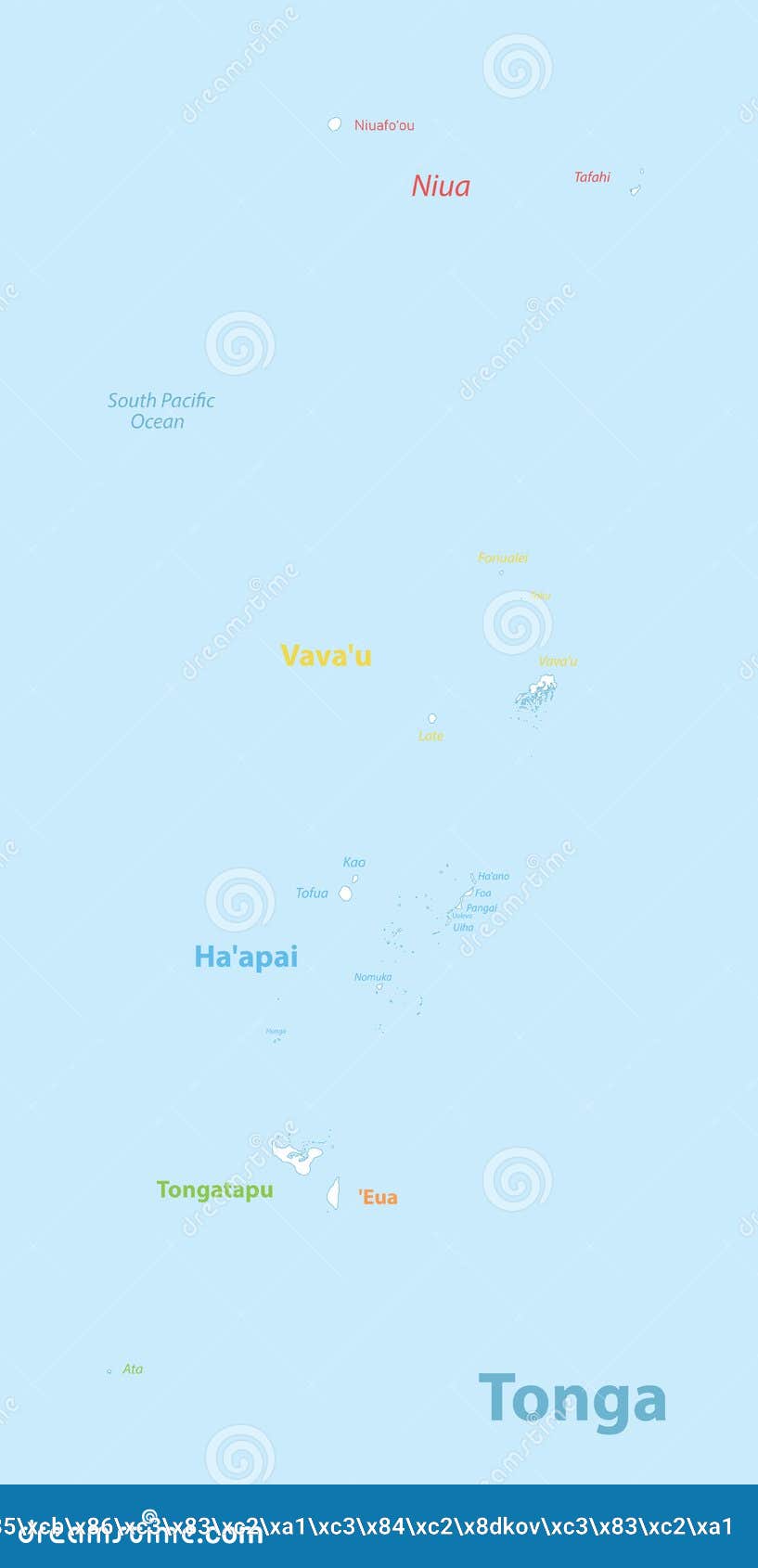 Tonga Map, Administrative Divisions, Islands with Names Stock Vector ...