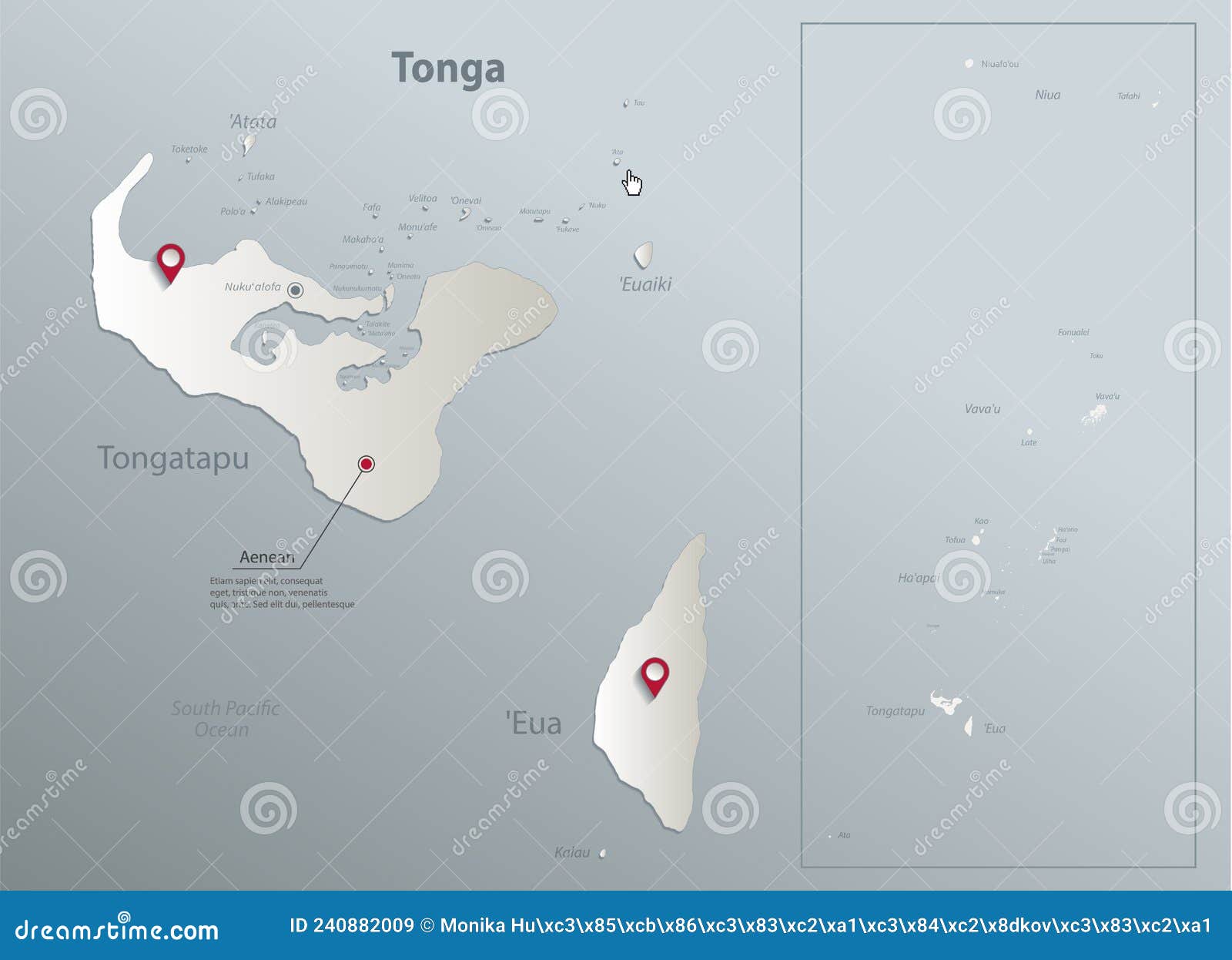 Tonga Map, Islands With Names, Infographics And Icons Vector ...
