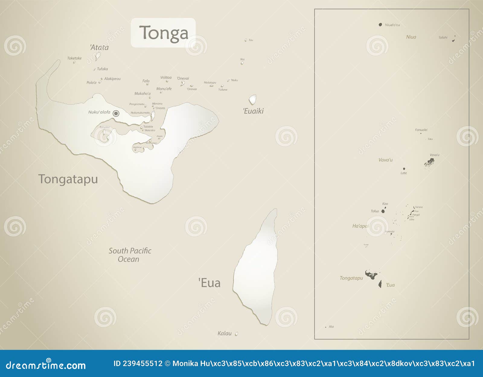 Tonga Map, Islands With Names, Old Paper Background Vector Illustration ...
