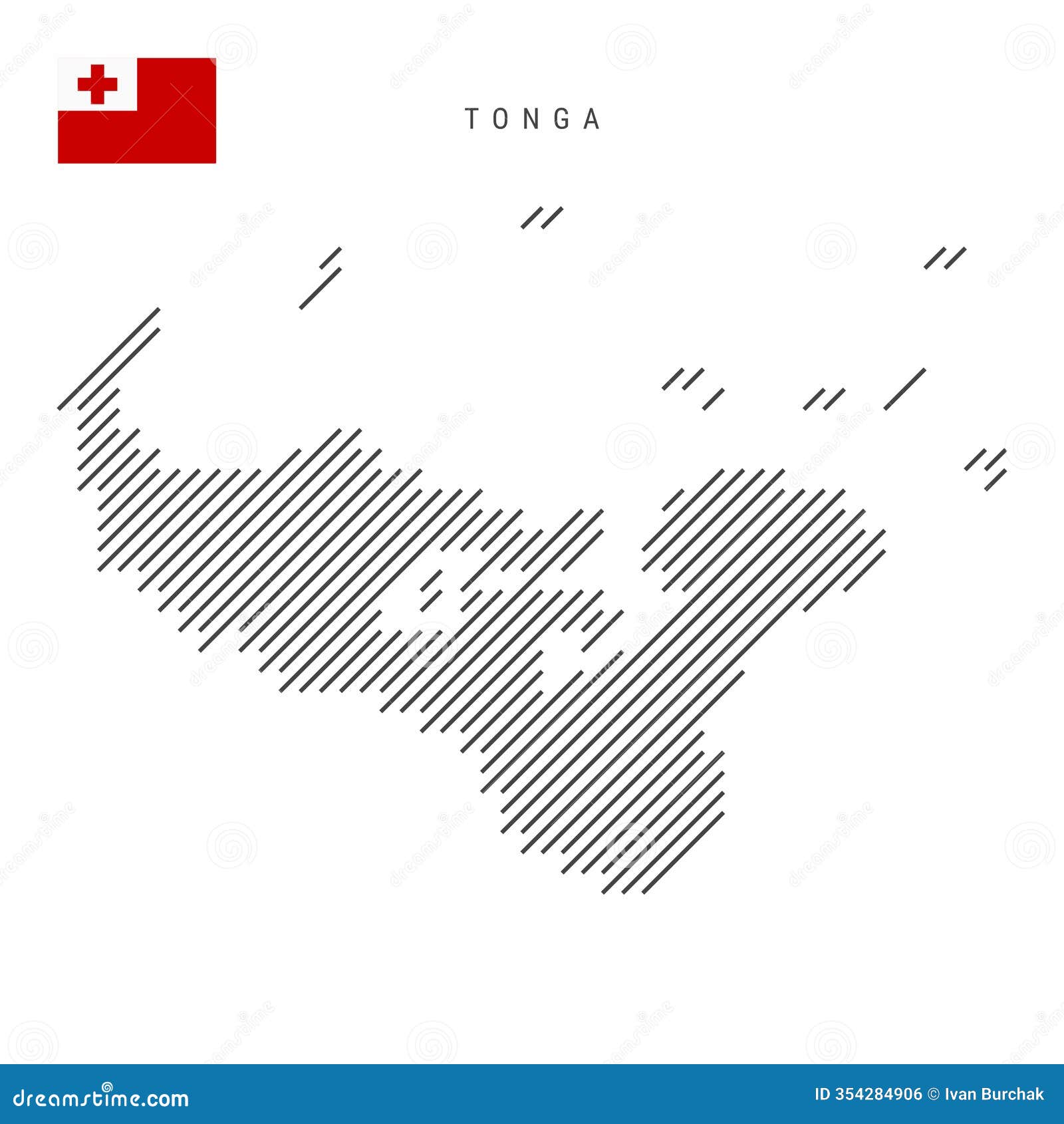 Tonga Map Of Black Contour Curves On White Background Of Stock ...