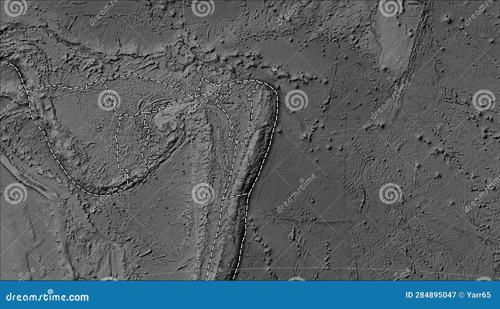 Tonga Plate - Boundaries. Grayscale Map Stock Illustration ...