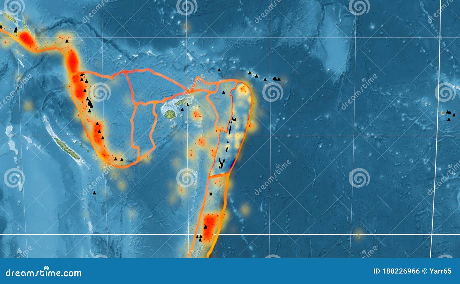 Tonga Plate Outlined, Kavrayskiy Projection - Relief Stock Illustration ...