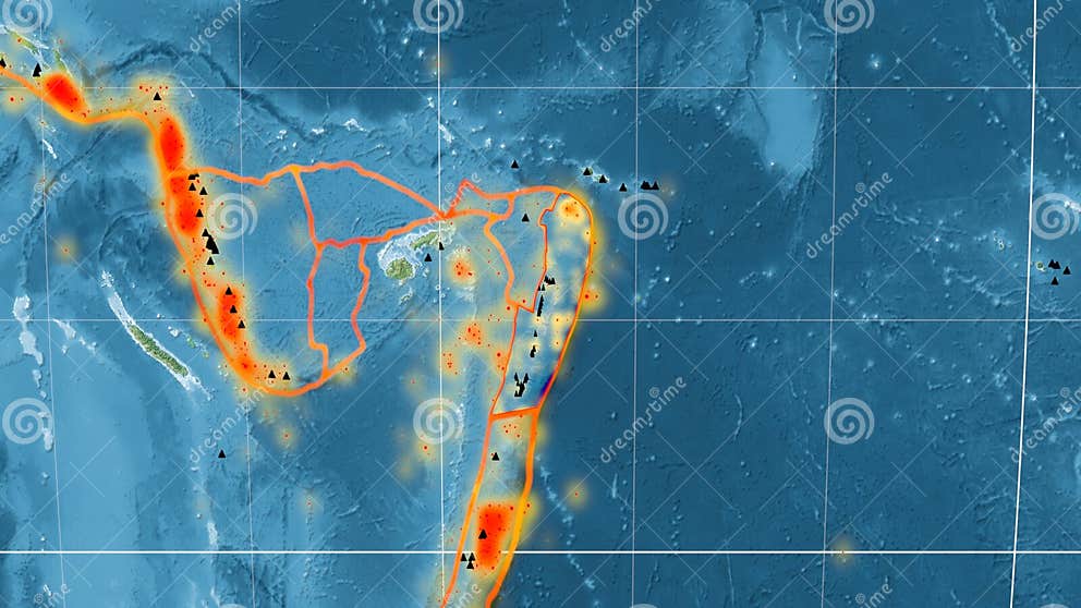 Tonga Plate Outlined, Kavrayskiy Projection - Topographic Stock ...