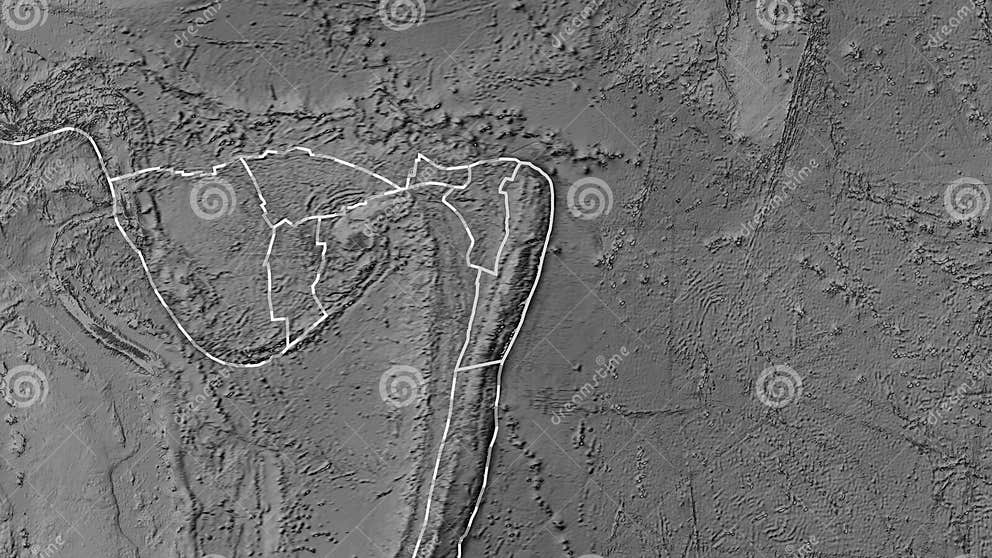 Tonga Plate Outlined. Patterson Cylindrical. Grayscale Stock ...