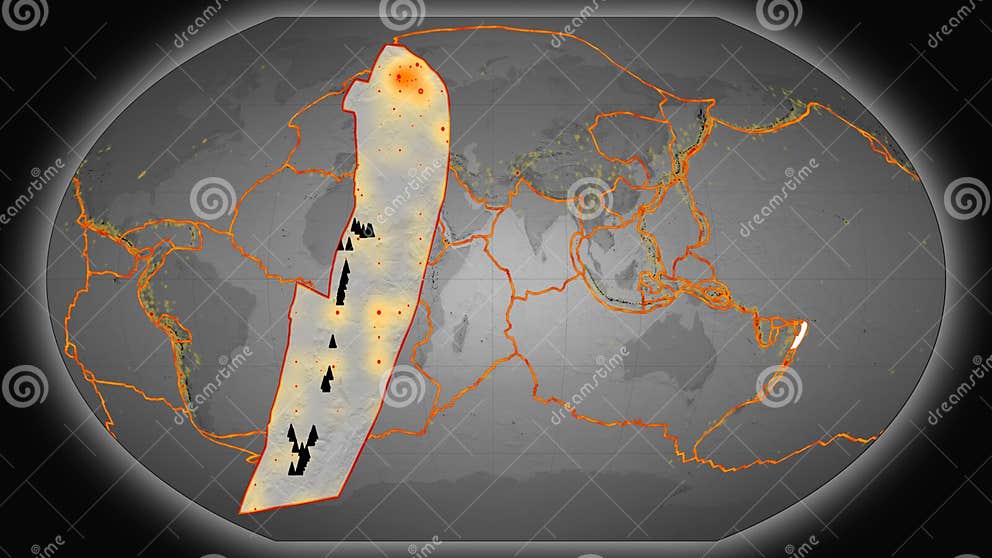 Tonga Plate Presented, Kavrayskiy Projection - Grayscale Stock ...