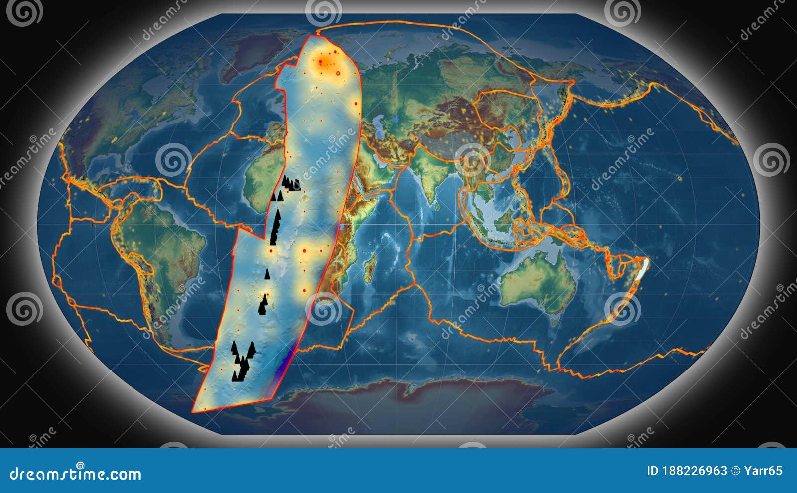 Tonga Plate Presented, Kavrayskiy Projection - Relief Stock ...