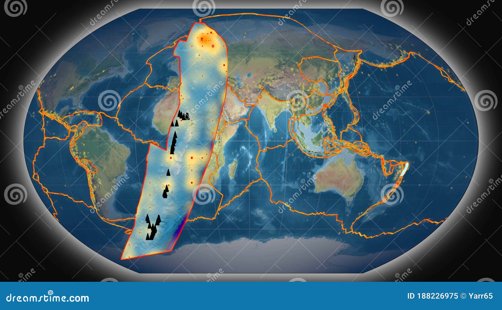 Tonga Plate Presented, Kavrayskiy Projection - Topographic Stock ...