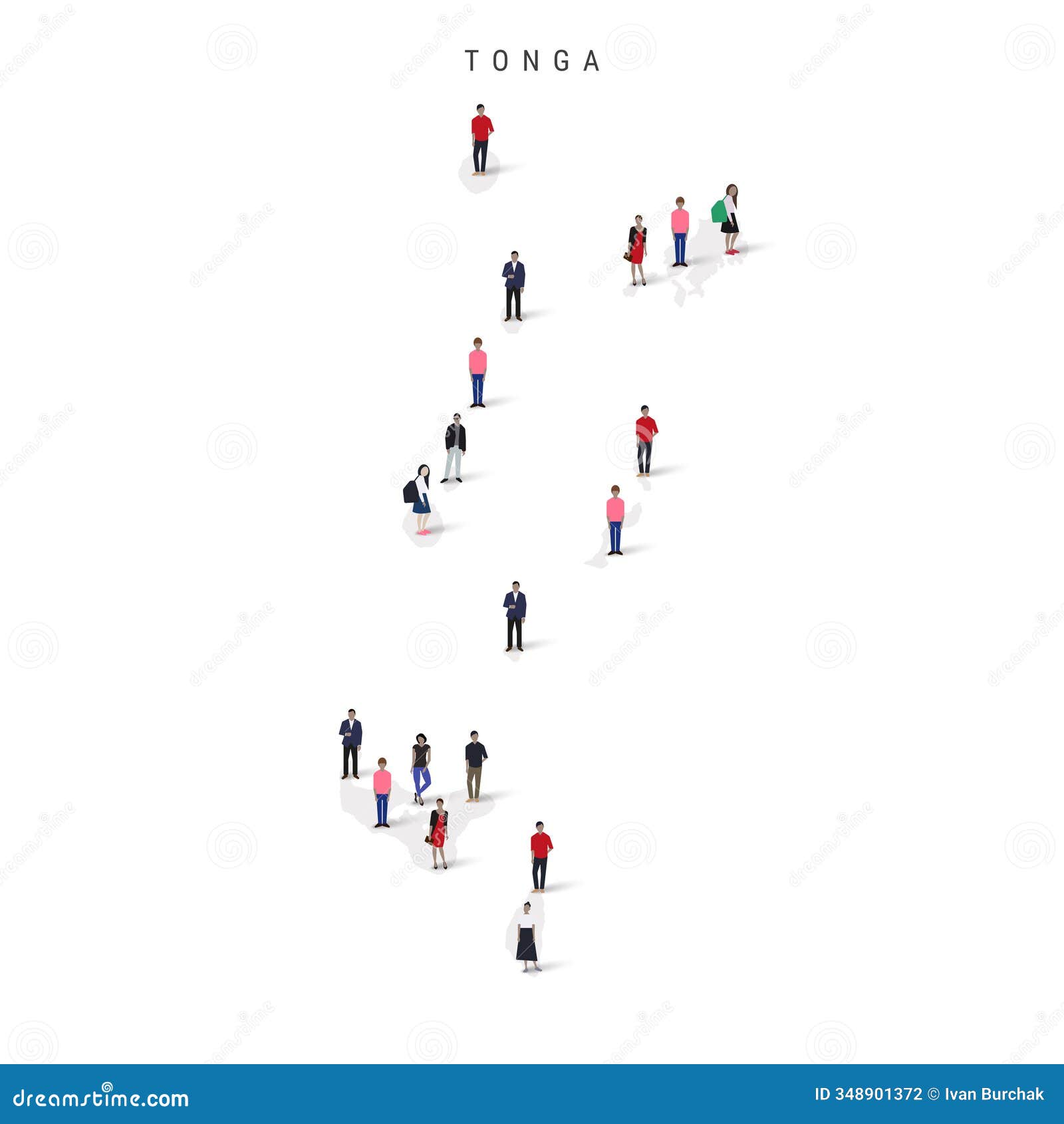 Tonga Population Map. Large Group Of People In A Shape Of Tongan Map ...