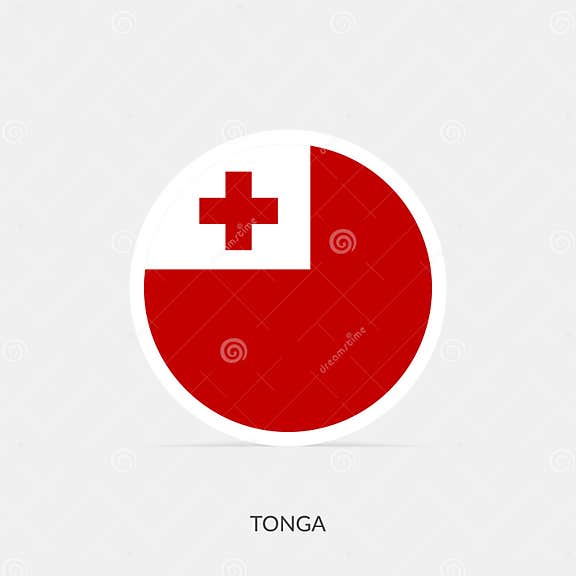 Tonga Round Flag Icon with Shadow, Stock Vector - Illustration of ...