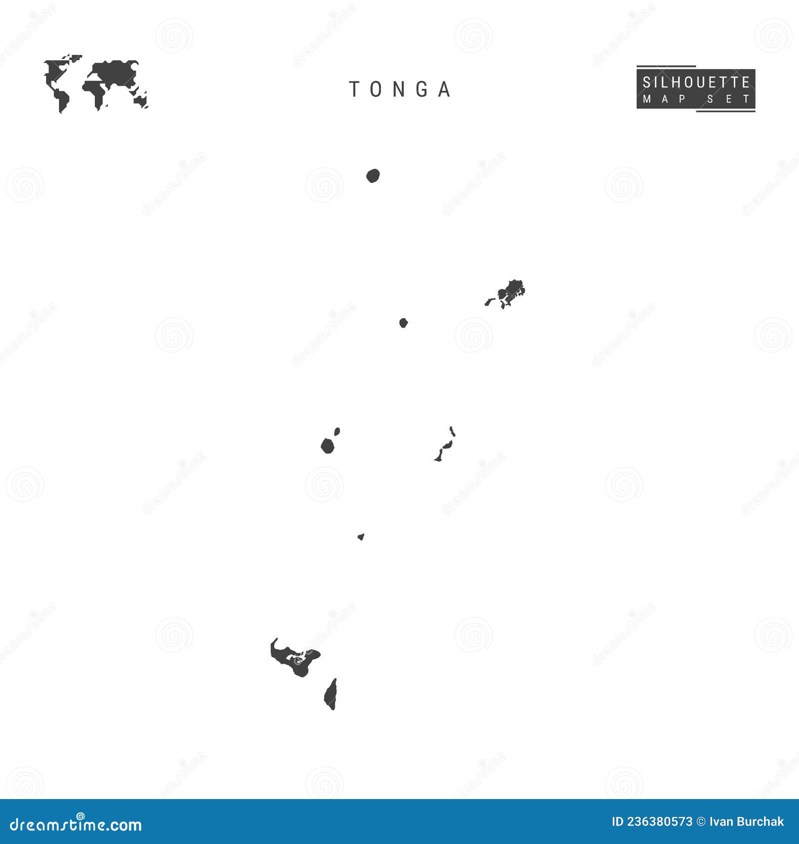 Tonga Vector Map Isolated on White Background. High-Detailed Black ...