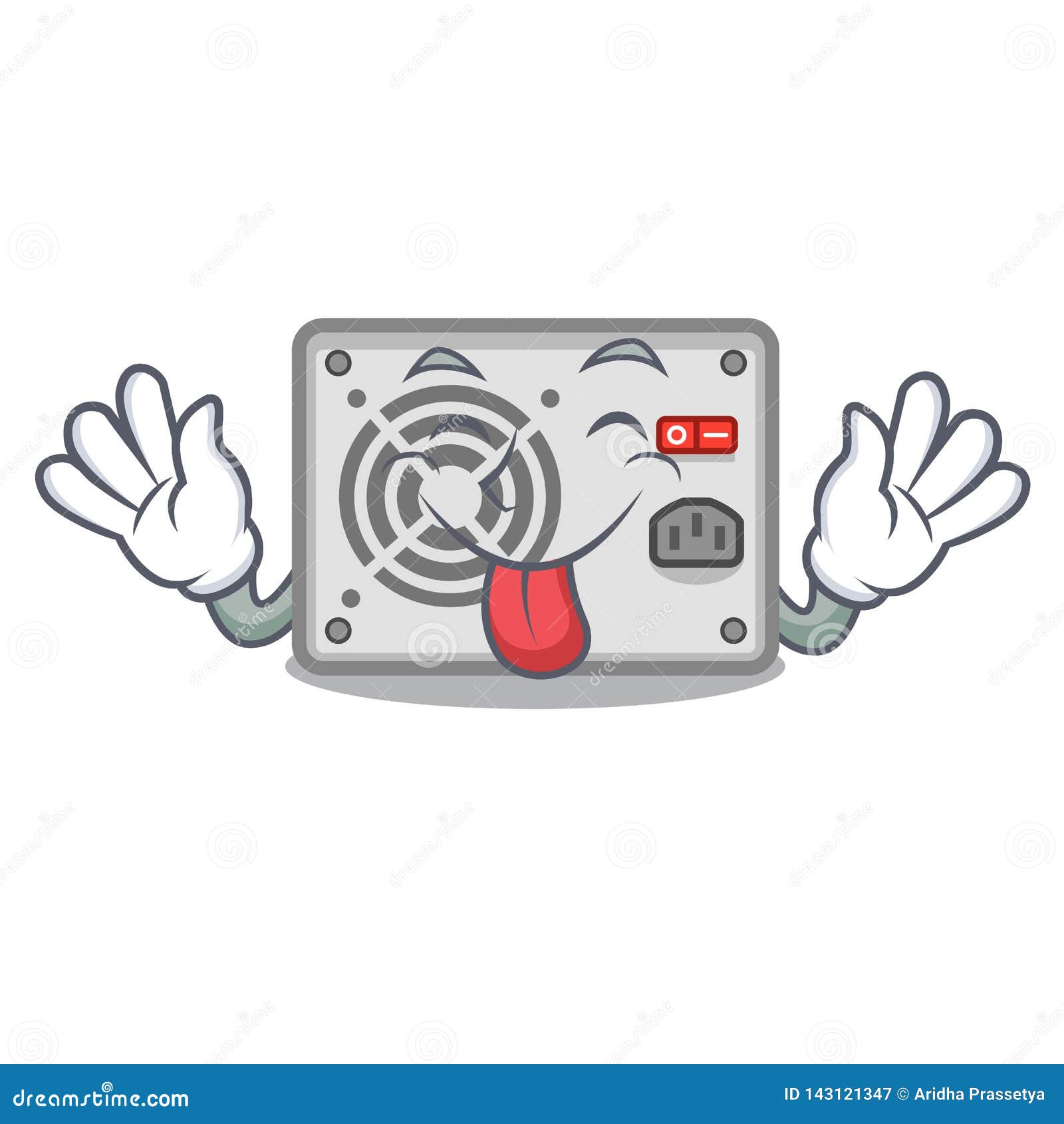 Tongue Out Cartoon Power Supply on the Computer Stock Vector ...