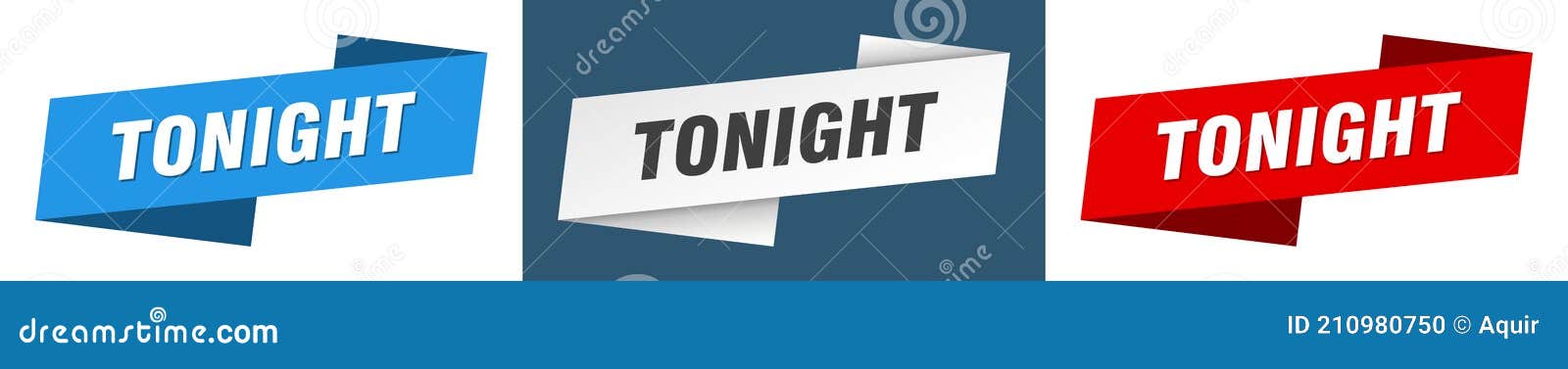 Tonight Banner. Tonight Ribbon Label Sign Set Stock Vector ...