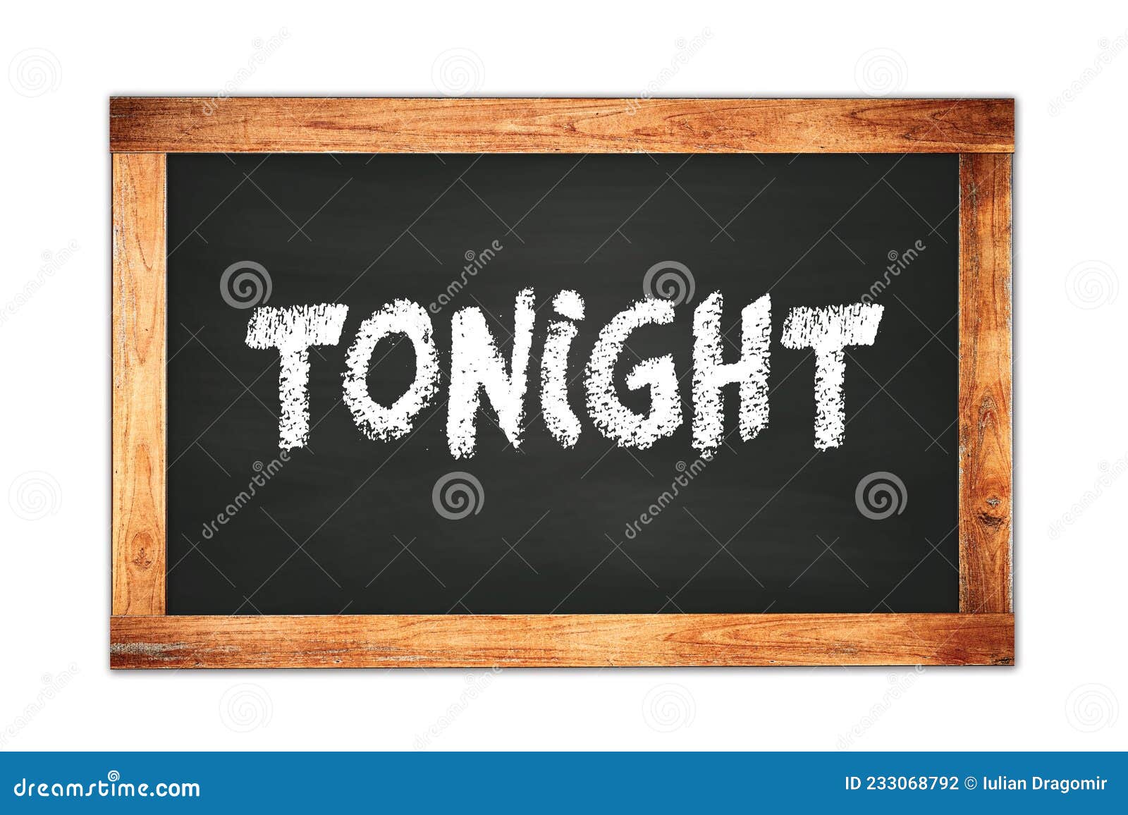 TONIGHT Text Written on Wooden Frame School Blackboard Stock ...