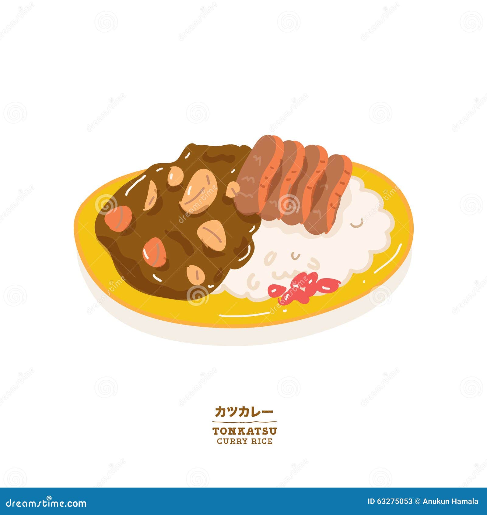 Tonkatsu Curry Rice vector stock vector. Illustration of collection ...
