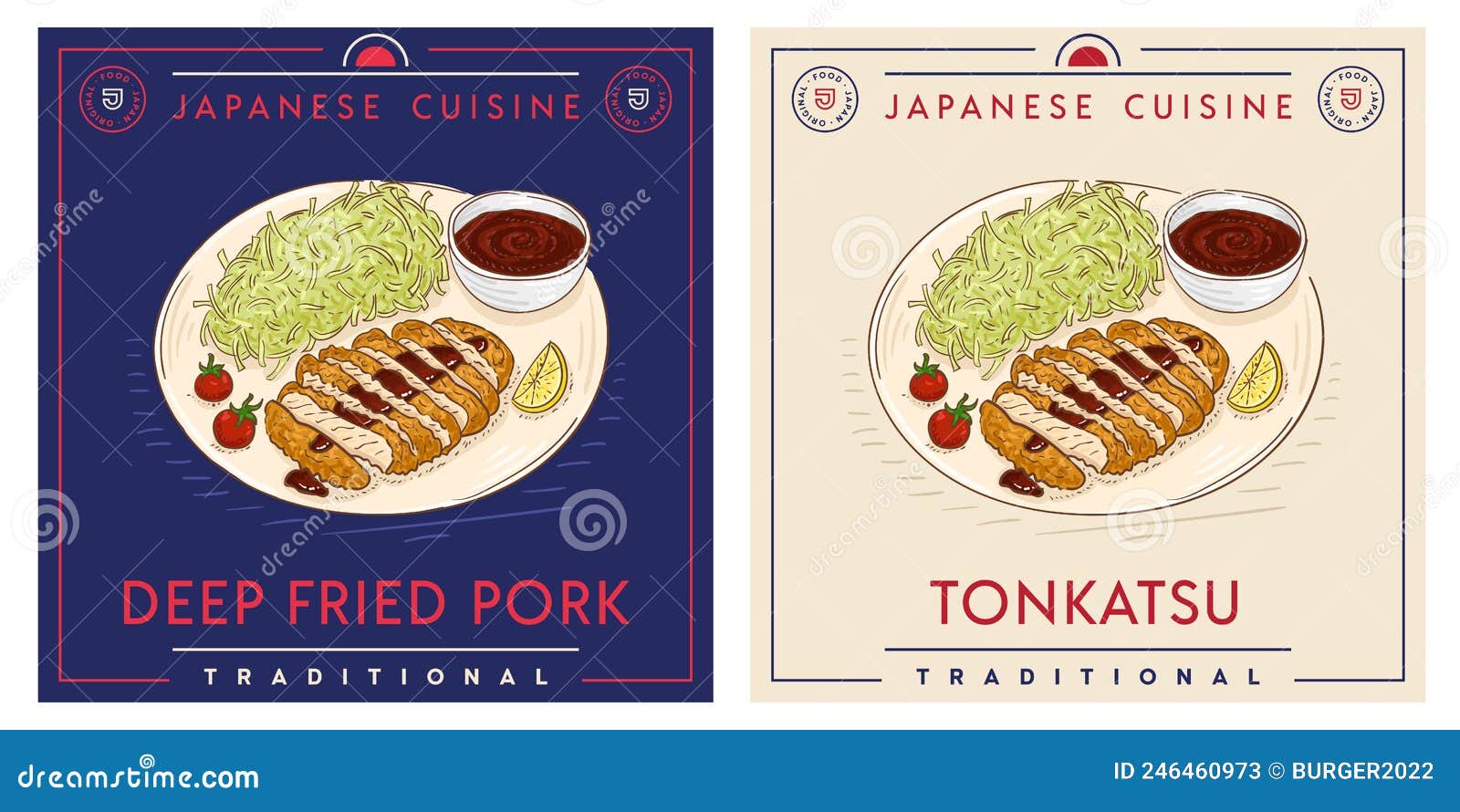 Tonkatsu - Japanese Deep Fried Pork Cutlet Dish Cartoon Vector ...