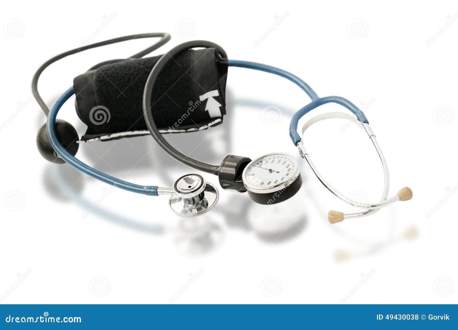 Tonometer and Stethoscope Blue Mirror Reflection Stock Photo - Image of ...