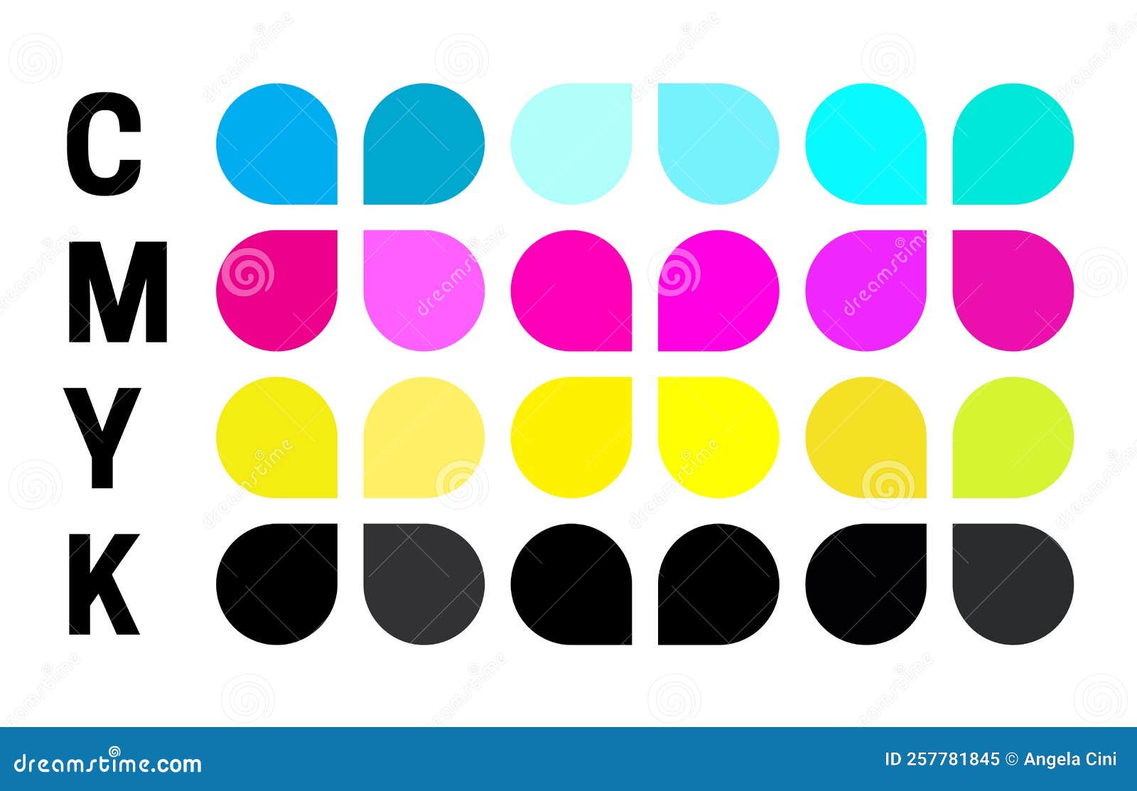 Tons de cor cmyk isolados ilustração do vetor. Ilustração de escuro ...