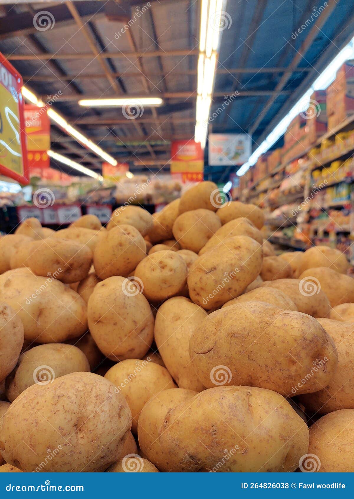 Tons of High Quality Potatoes Sell on Supermarket Stock Photo - Image ...