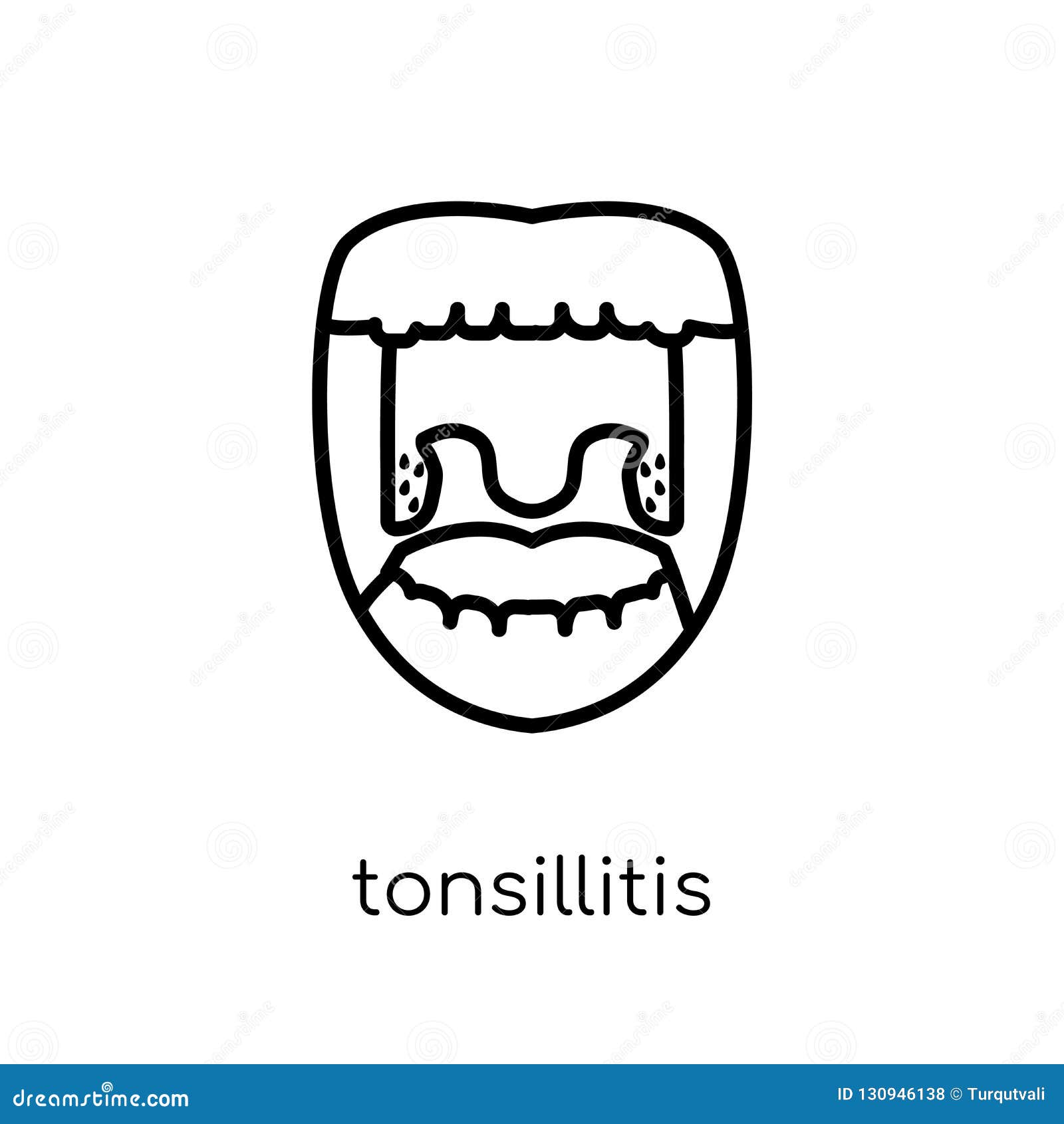 Tonsillitis Icon. Trendy Modern Flat Linear Vector Tonsillitis I Stock ...