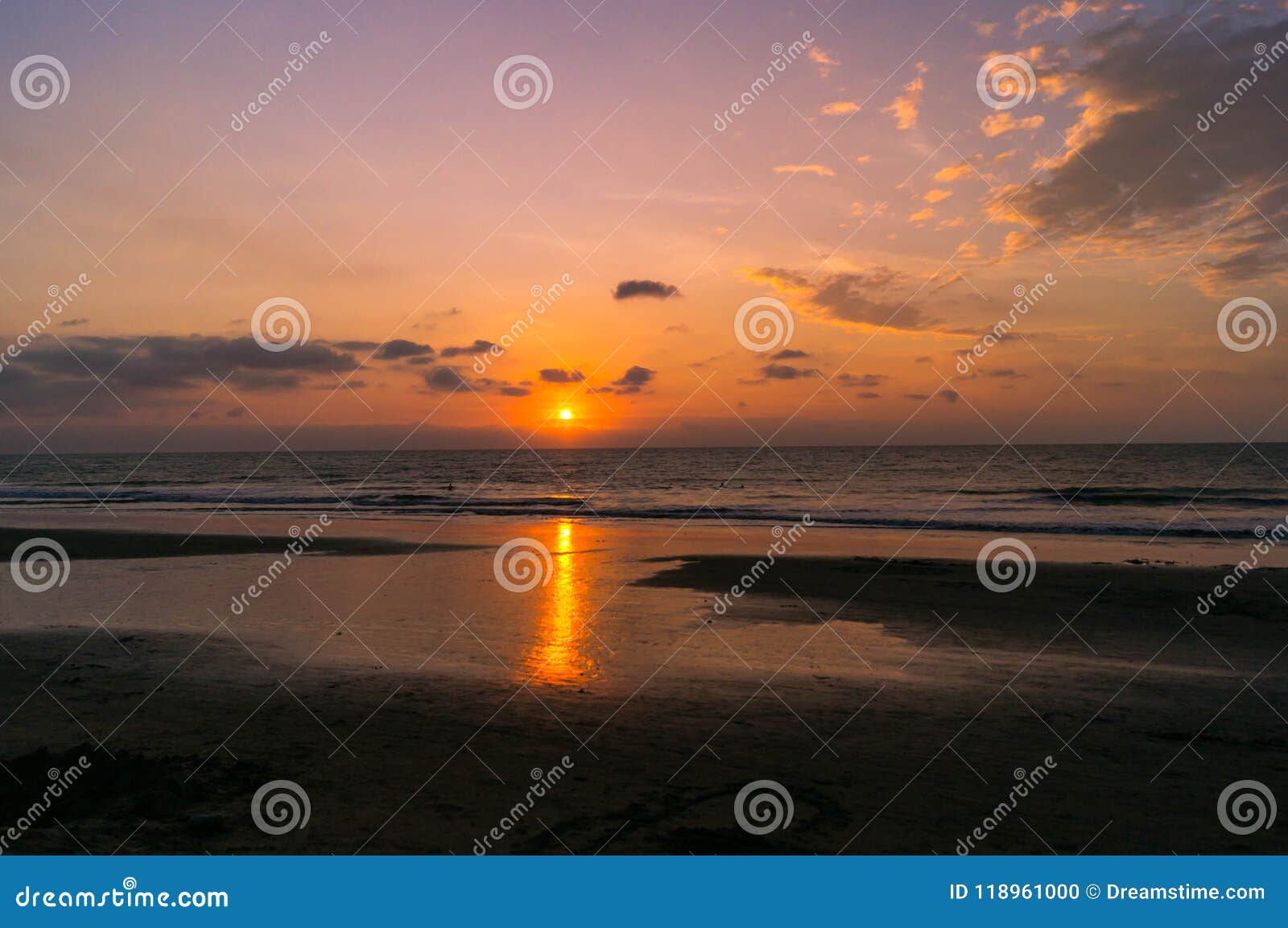 Sunset at the Beach of Tonsupa Stock Photo - Image of library, flower ...