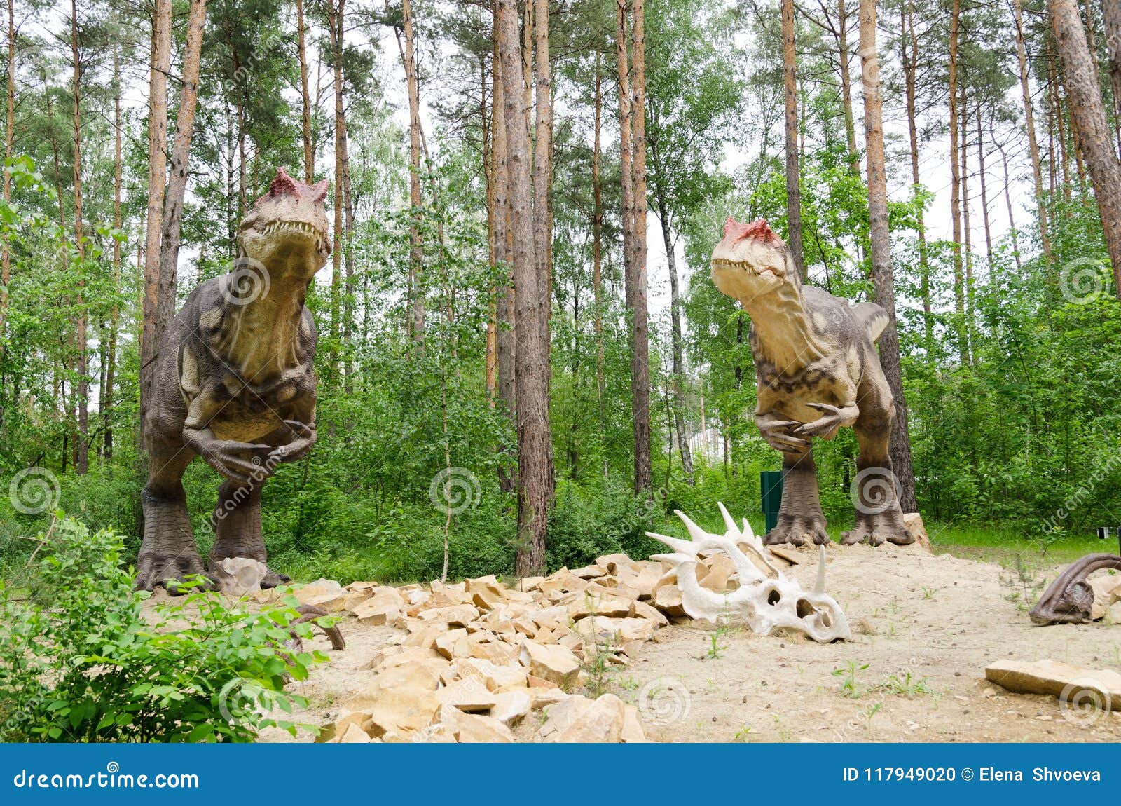 T REX Dinosaurs Model On Grass Background Stock Image | CartoonDealer ...