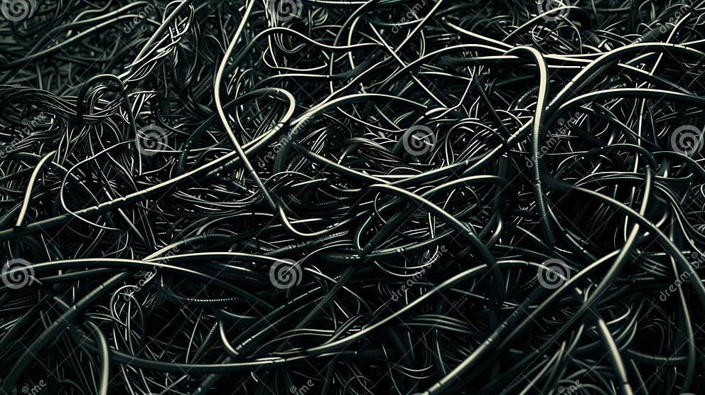 Too Many Black Cables are Causing Overcrowding. Stock Illustration ...