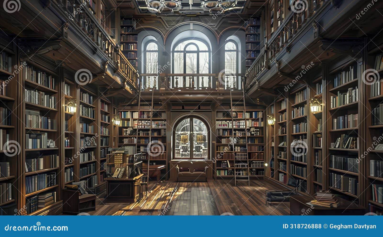 Too Many Books in the Library, Library Inside, Modern Library Interior ...