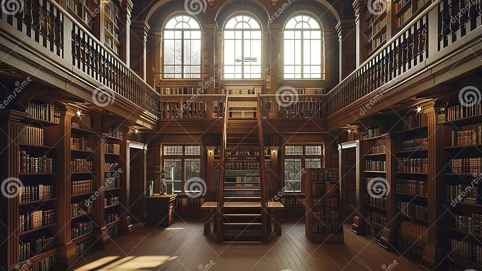 Too Many Books in the Library, Library Inside, Modern Library Interior ...