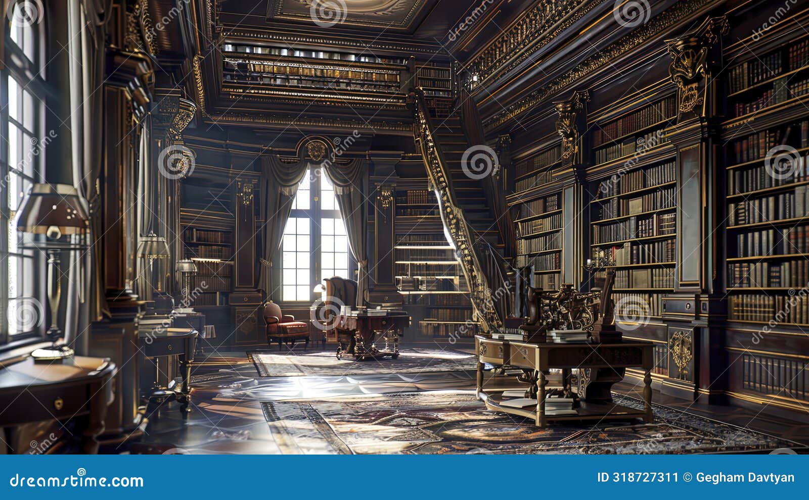 Too Many Books in the Library, Library Inside, Modern Library Interior ...