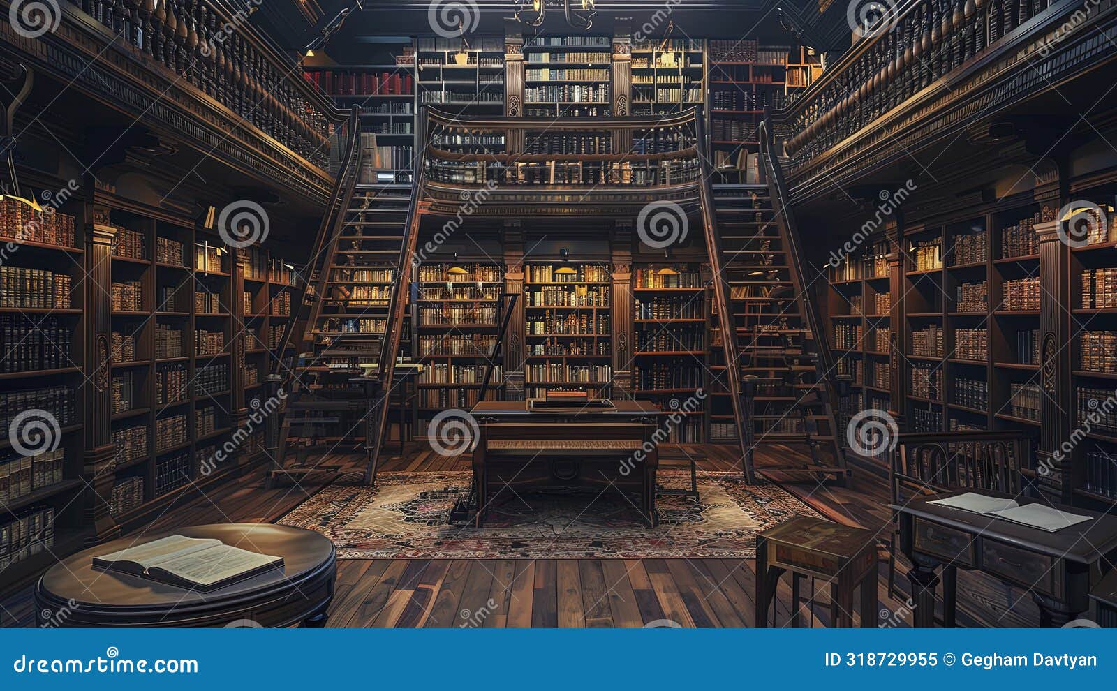 Too Many Books in the Library, Library Inside, Modern Library Interior ...