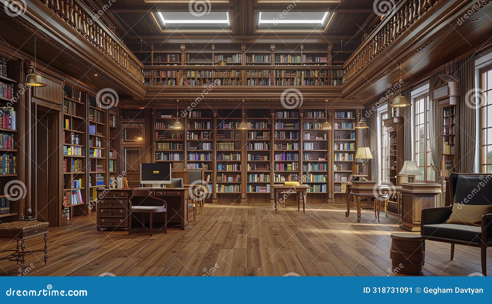 Too Many Books in the Library, Library Inside, Modern Library Interior ...