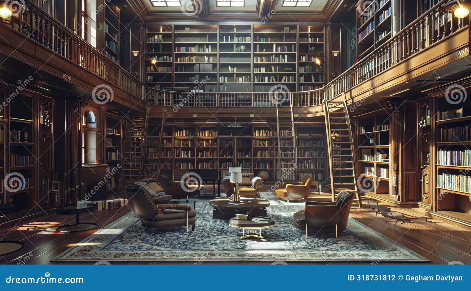 Too Many Books in the Library, Library Inside, Modern Library Interior ...