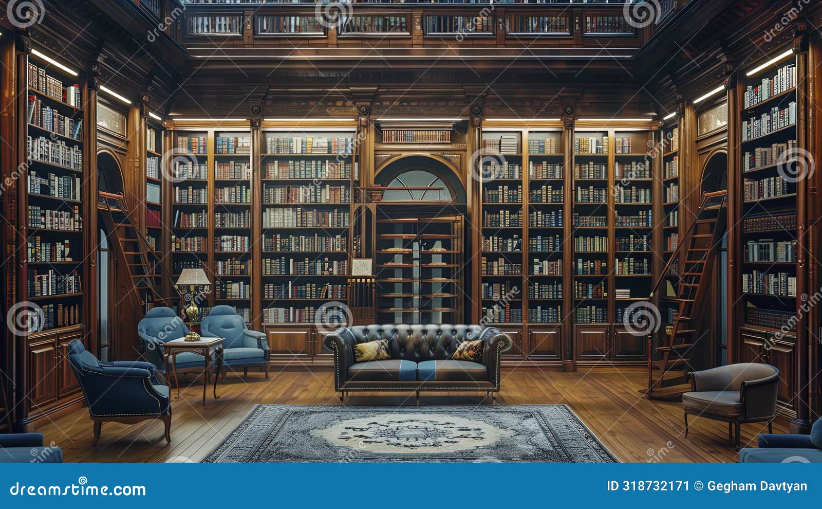 Too Many Books in the Library, Library Inside, Modern Library Interior ...