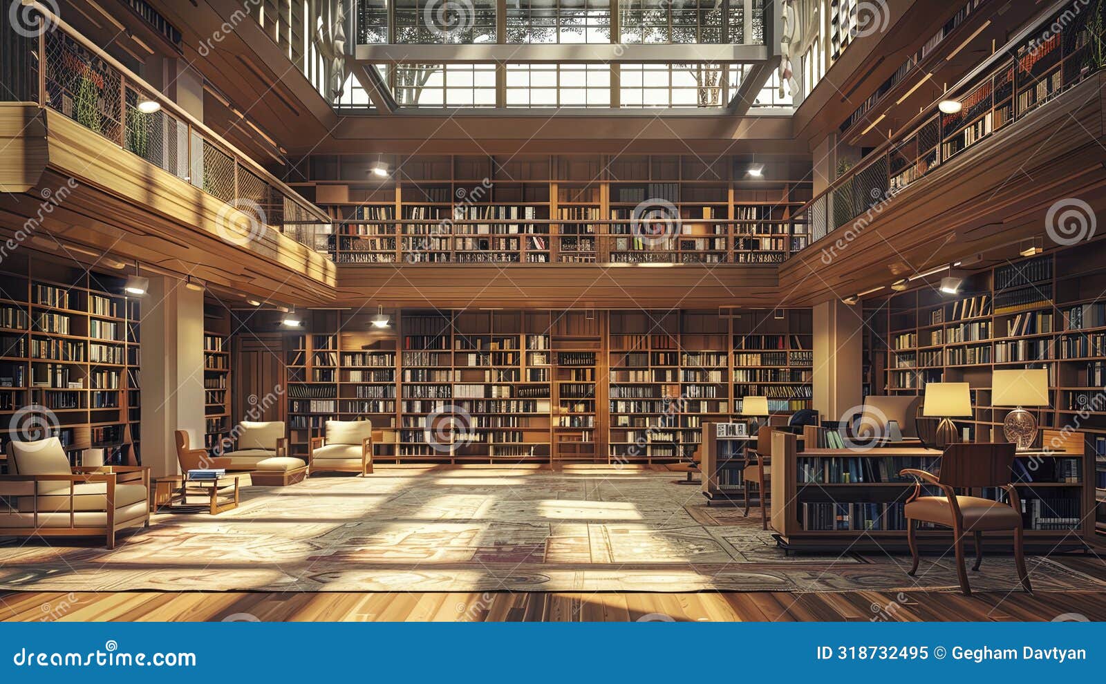 Too Many Books in the Library, Library Inside, Modern Library Interior ...