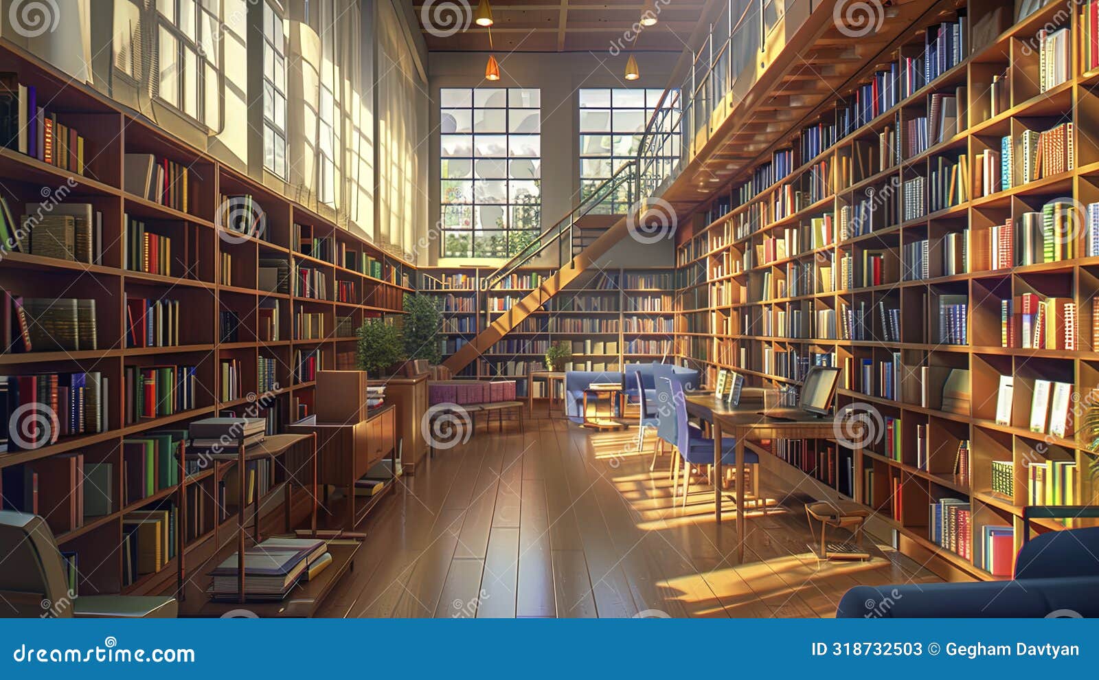Too Many Books in the Library, Library Inside, Modern Library Interior ...