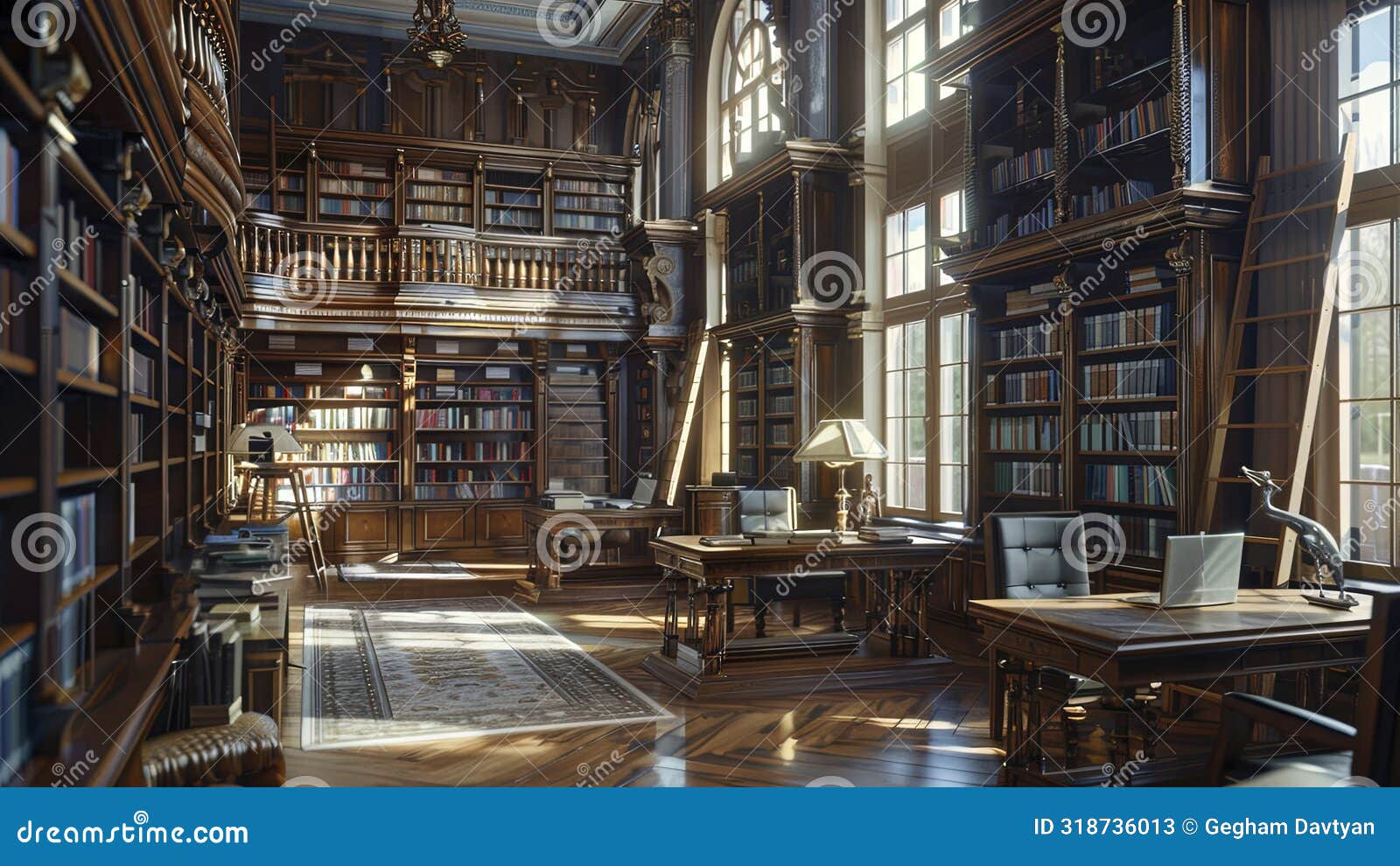 Too Many Books in the Library, Library Inside, Modern Library Interior ...