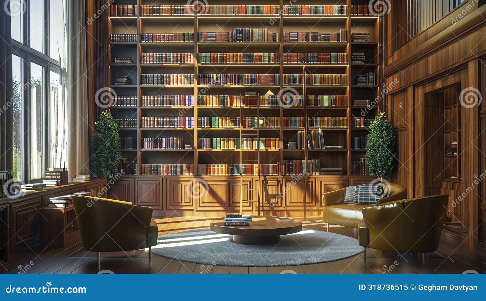 Too Many Books in the Library, Library Inside, Modern Library Interior ...