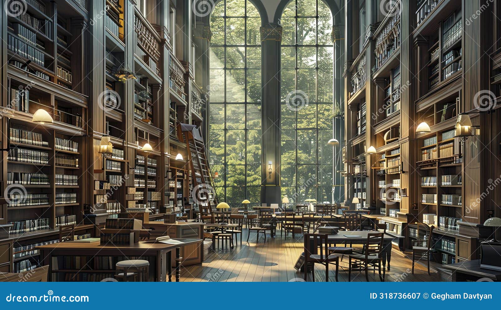 Too Many Books in the Library, Library Inside, Modern Library Interior ...