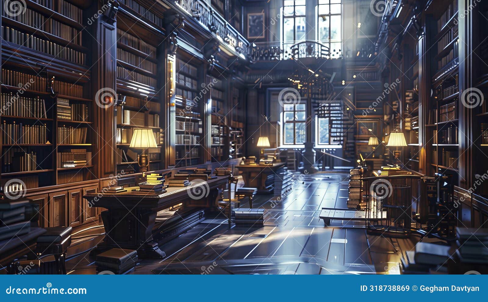 Too Many Books in the Library, Library Inside, Modern Library Interior ...